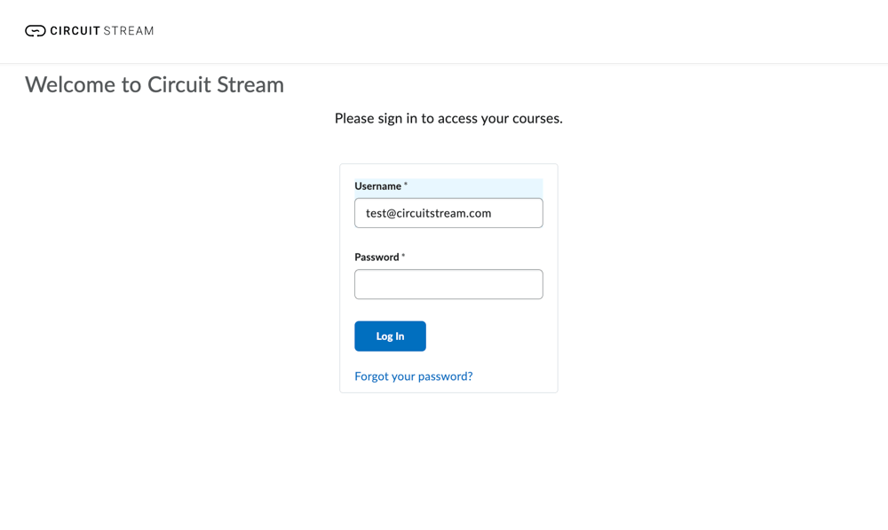 Logging into the Circuit Stream LMS
